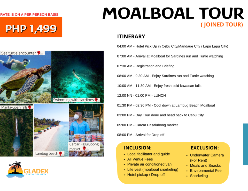 OPTIONAL TOUR: CEBU MOALBOAL TOUR – Gladex Travel and Tours Corp.