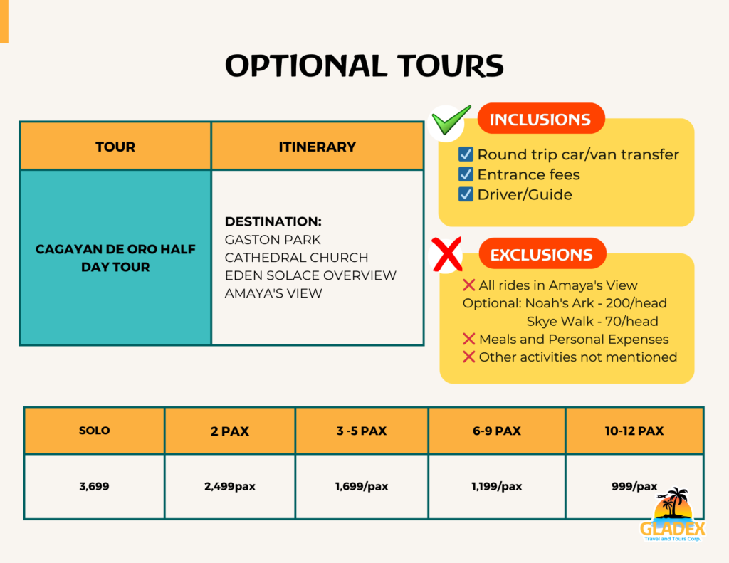 3D2N CAGAYAN DE ORO PACKAGE 4: BUKIDNON TOUR – Gladex Travel and Tours ...